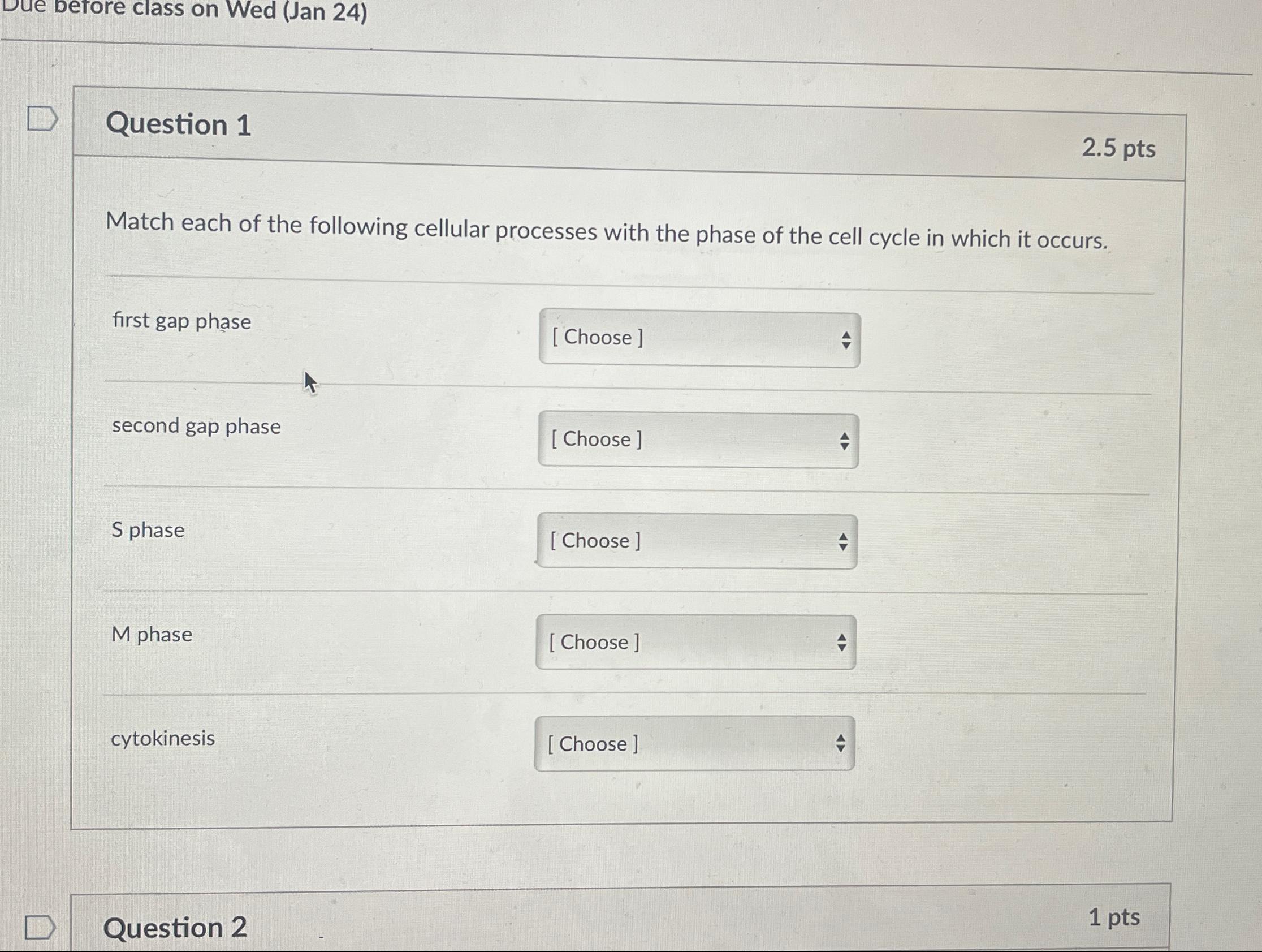Solved Question 12.5ptsMatch each of the following cellular | Chegg.com