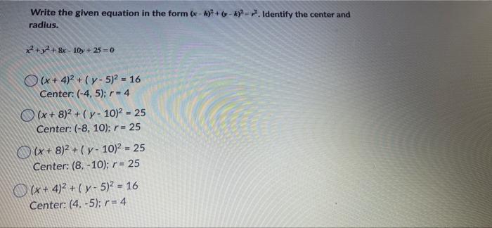 Solved Write the given equation in the form (x - 2)+(-*y. | Chegg.com