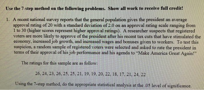 Solved Use the 7-step method on the following problems. Show | Chegg.com