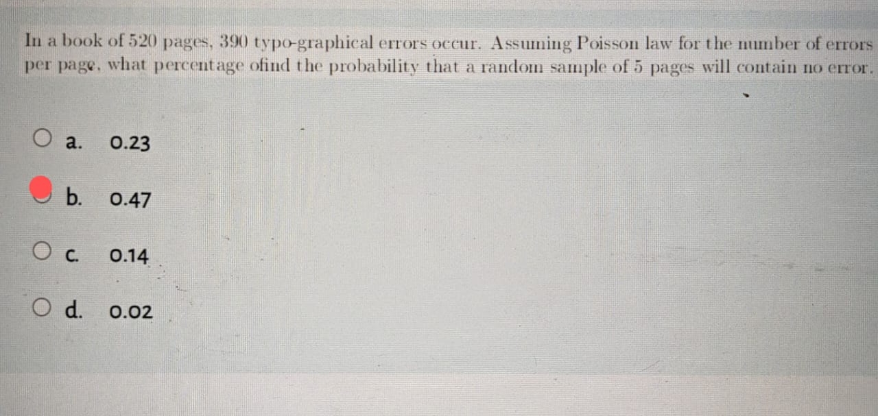 Solved In a book of 520 ﻿pages, 390 ﻿typo-graphical errors | Chegg.com