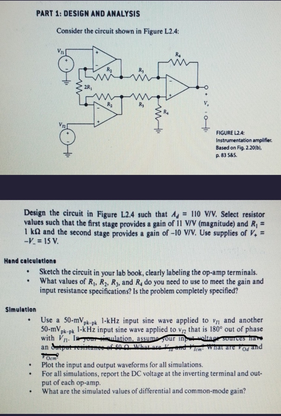 PART 1: DESIGN AND ANALYSISConsider the circuit shown | Chegg.com