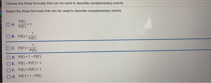 Solved Choose the three formulas that can be used to | Chegg.com