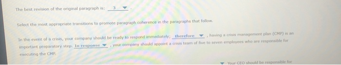 Solved Choose the best revision for the following sentence. | Chegg.com Solved Choose the best revision for the following sentence. | Chegg.com