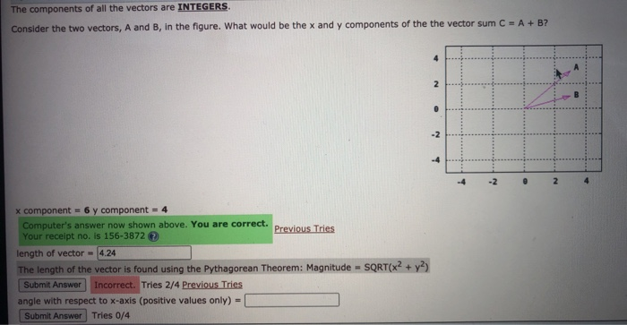 Solved The components of all the vectors are INTEGERS | Chegg.com