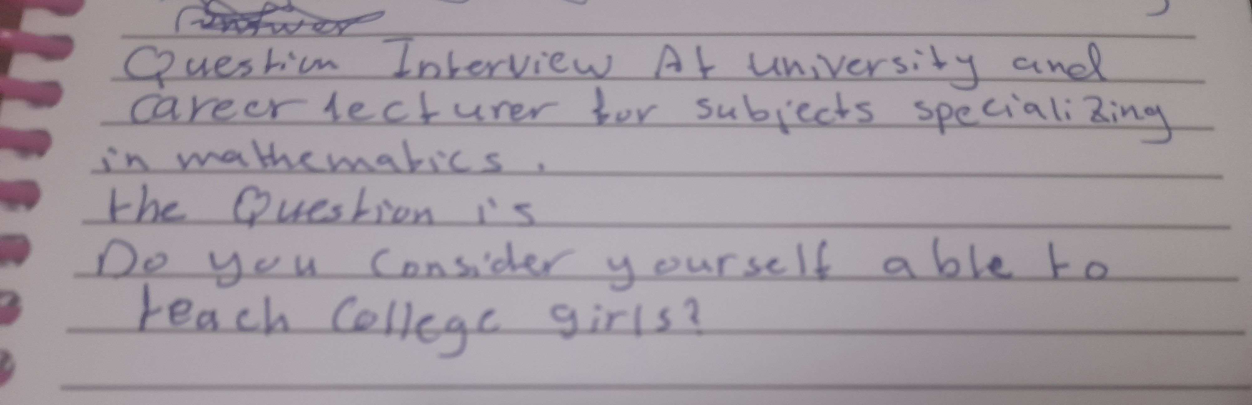 Solved Question Interview At university andcareer lecturer | Chegg.com
