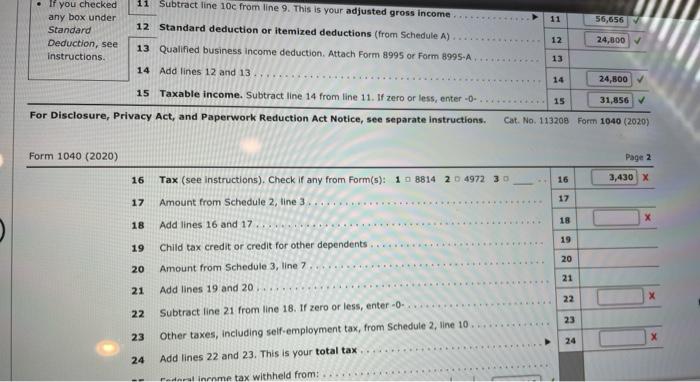 11 Subtract line 10c from line 9. This is your | Chegg.com