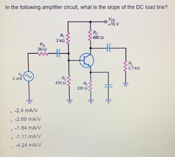 Solved In the following amplifier circuit, what is the slope | Chegg.com