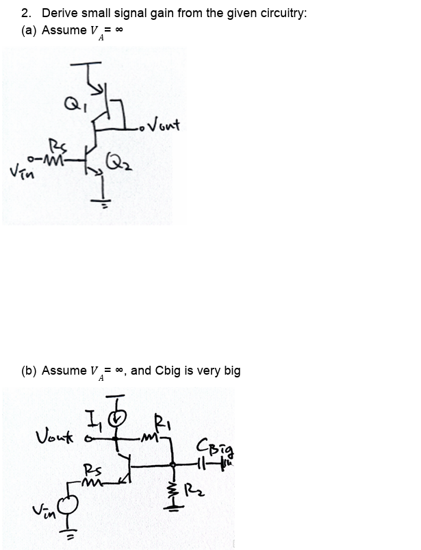 Solved Derive small signal gain from the given circuitry:(a) | Chegg.com