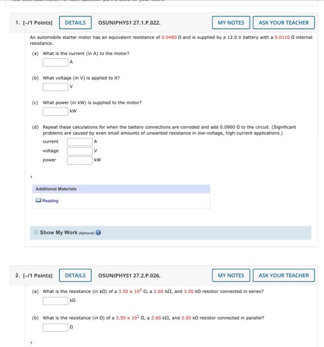 Solved 1. (-/1 Points) DETAILS OSUNIPHYS1 27.1.P.022. MY | Chegg.com Solved 1. (-/1 Points) DETAILS OSUNIPHYS1 27.1.P.022. MY | Chegg.com