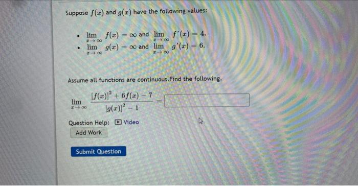 Solved Suppose f(x) and g(x) have the following values: - | Chegg.com