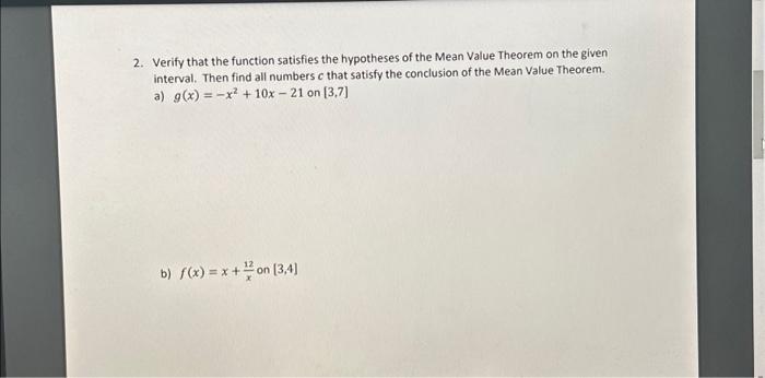 Solved 2. Verify that the function satisfies the hypotheses | Chegg.com