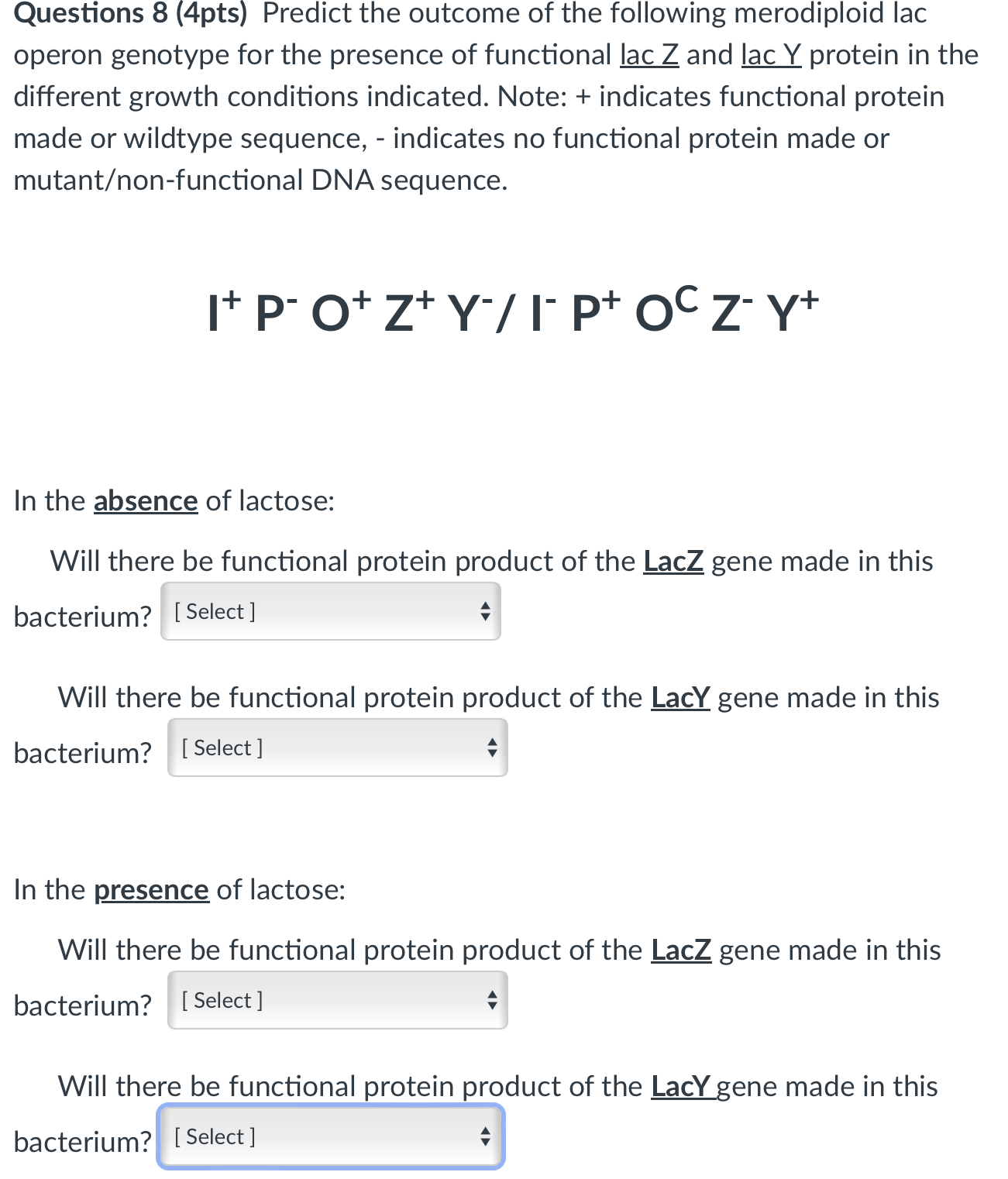 Solved Questions 8 (4pts) ﻿Predict the outcome of the | Chegg.com