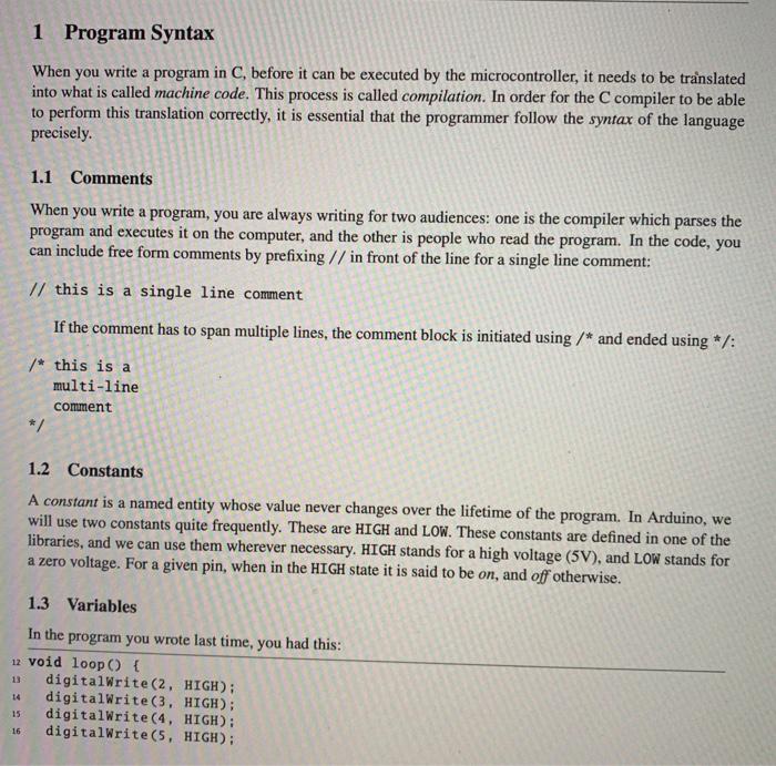 Solved 1 Program Syntax When you write a program in C, | Chegg.com