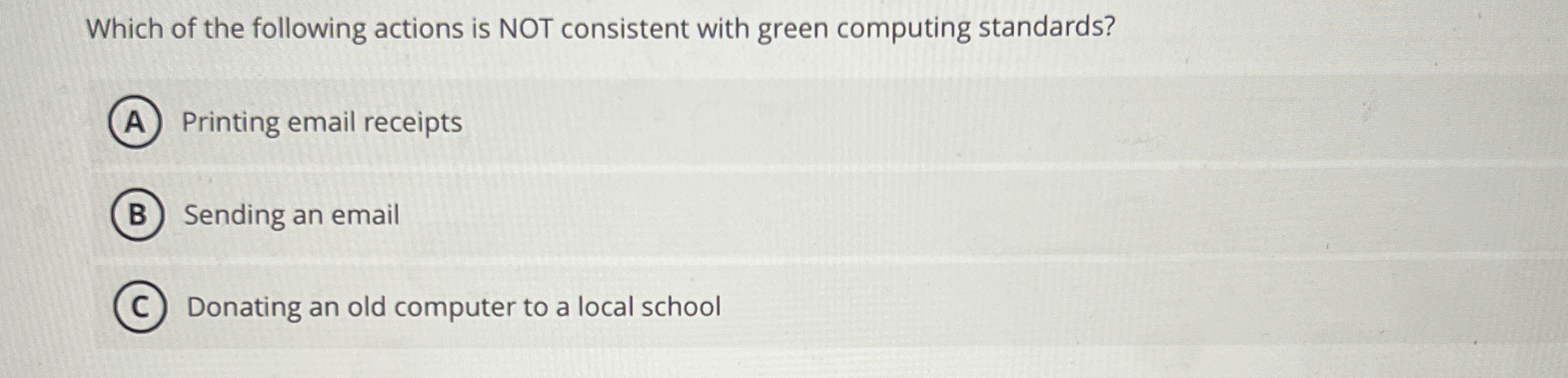 Solved Which of the following actions is NOT consistent with | Chegg.com