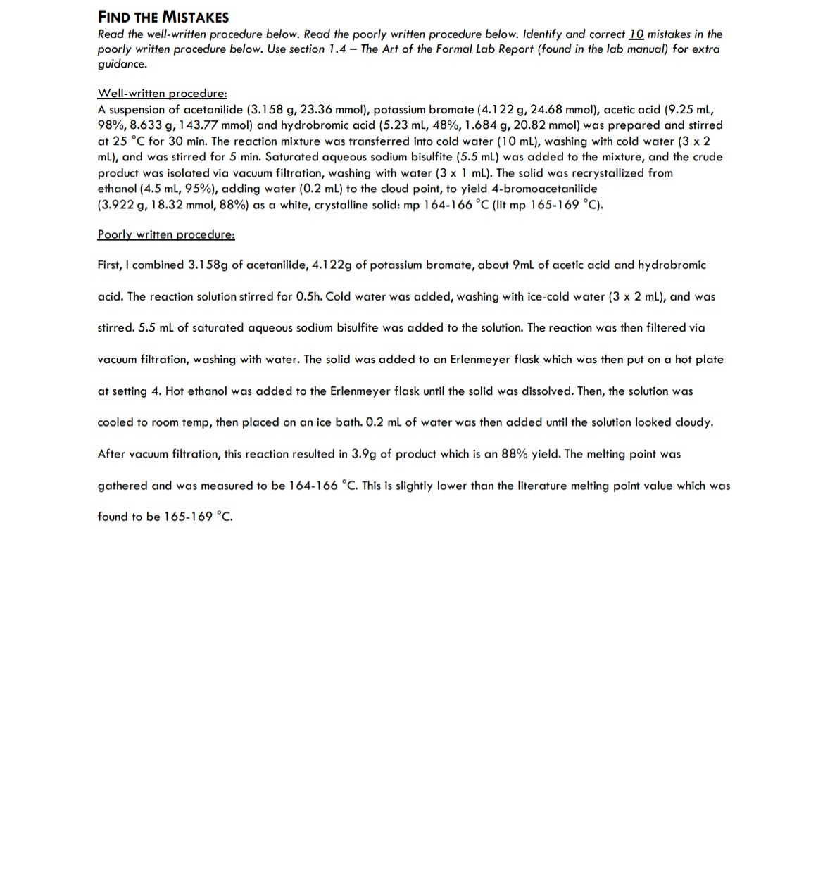 Solved Find the MistakesRead the well-written procedure | Chegg.com