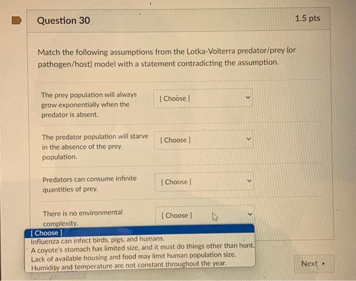 Solved Match the following assumptions from the | Chegg.com