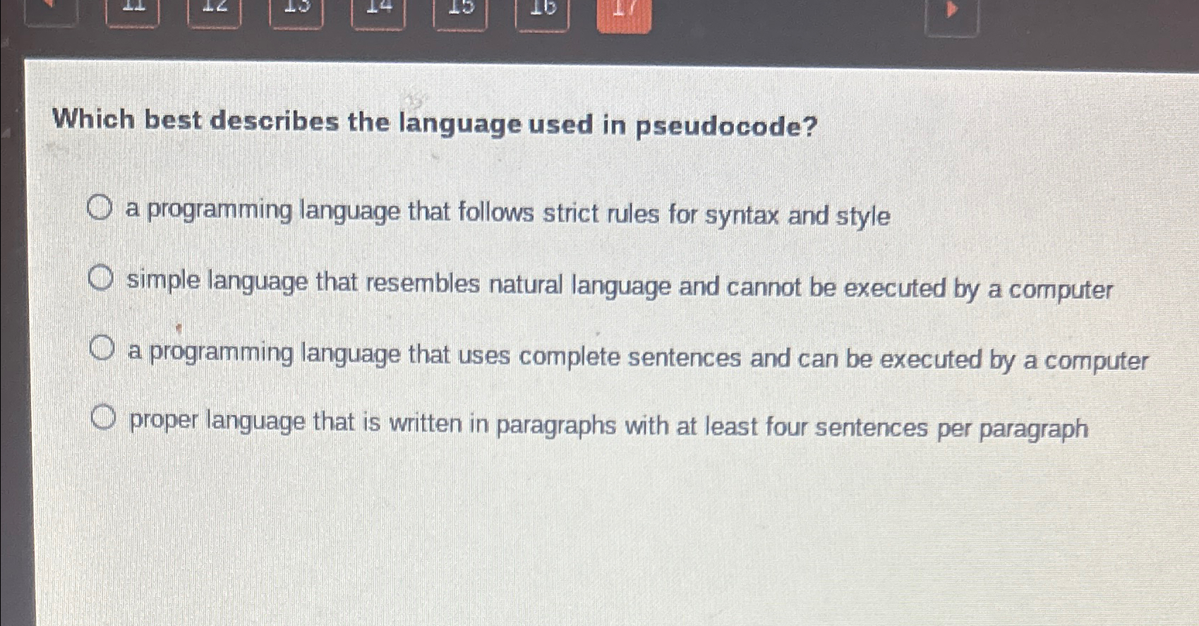 Solved Which best describes the language used in | Chegg.com