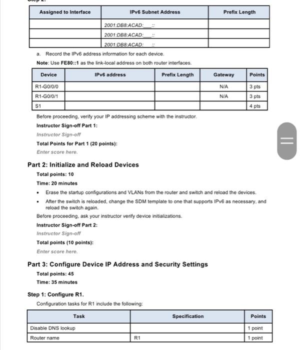 a. Record the IPv6 address information for each | Chegg.com