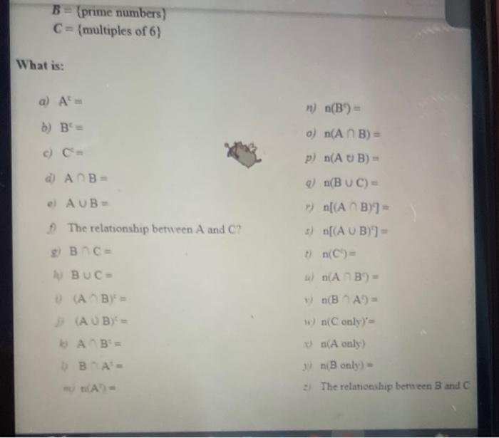 Solved In the Venn diagram above: U= \{natural numbers less | Chegg.com