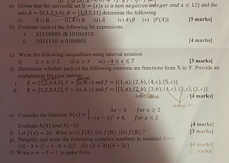 Solved a) ﻿Given that the universal set is a non negative | Chegg.com