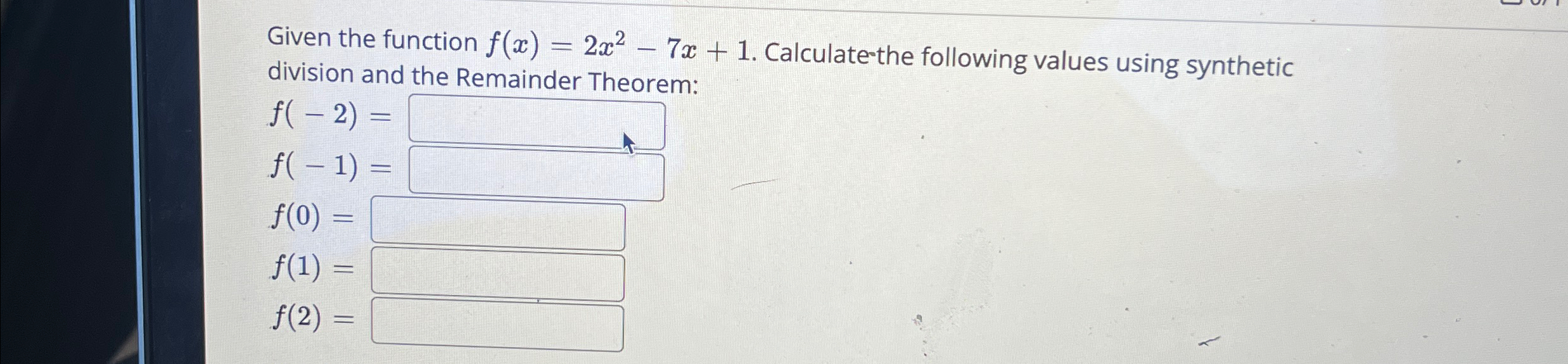Solved Given The Function F X 2x2 7x 1 ﻿calculate The