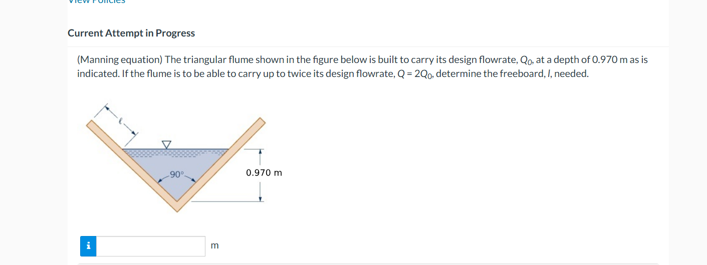 Solved Current Attempt in Progress (Manning equation) ﻿The | Chegg.com