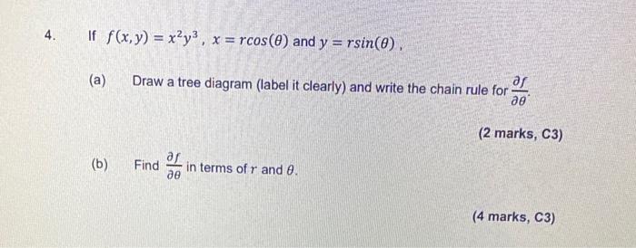 Solved If f(x,y)=x2y3,x=rcos(θ) and y=rsin(θ). (a) Draw a | Chegg.com