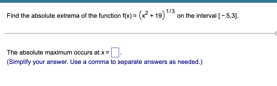 Solved Find the absolute extrema of the function | Chegg.com