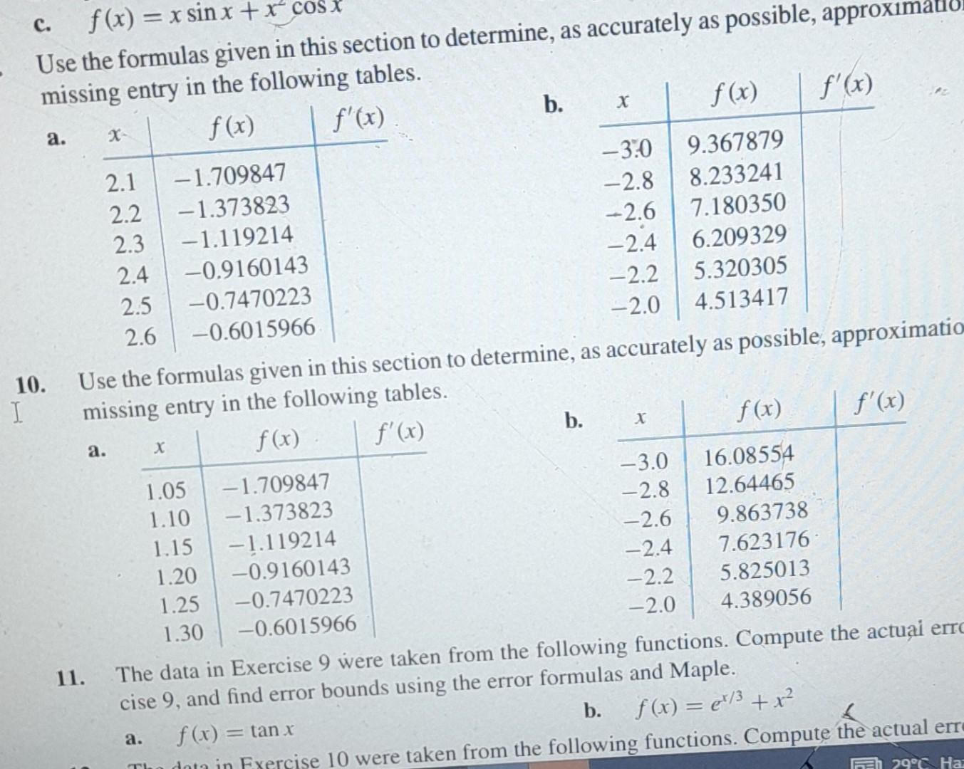 c. f(x)=xsinx+xcosx Use the formulas given in this | Chegg.com