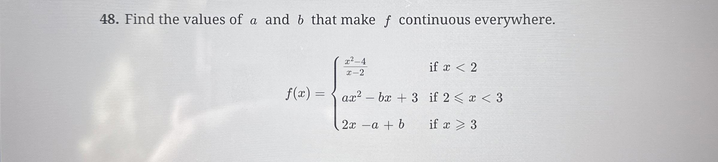 Find the values of a and b ﻿that make f ﻿continuous | Chegg.com
