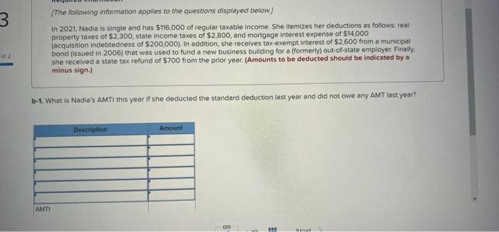 Solved In 2021, Nadia is single and has $116,000 of regular | Chegg.com