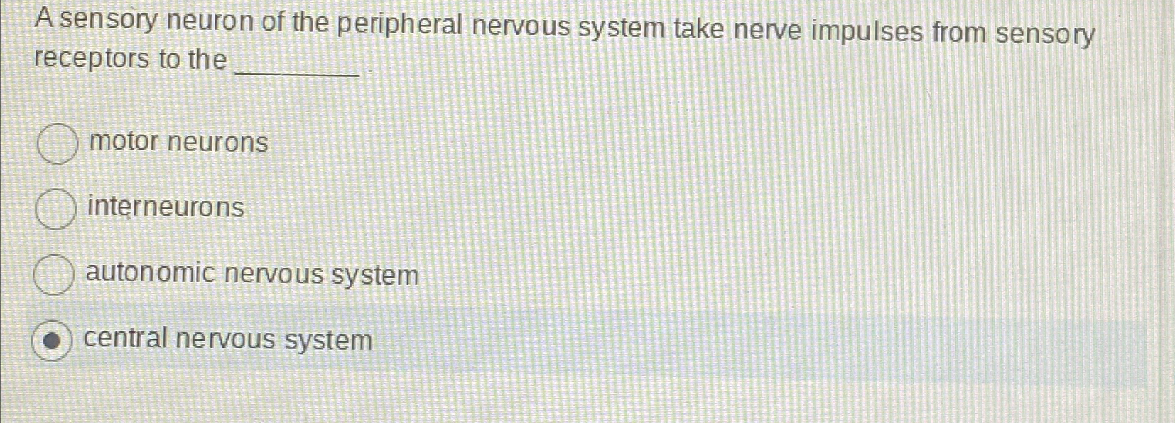 Solved A sensory neuron of the peripheral nervous system | Chegg.com