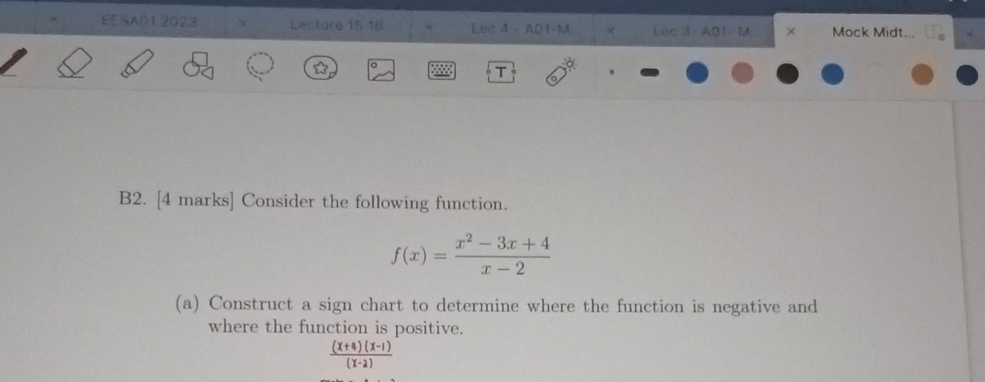 Solved B2. [4 marks] Consider the following function. | Chegg.com