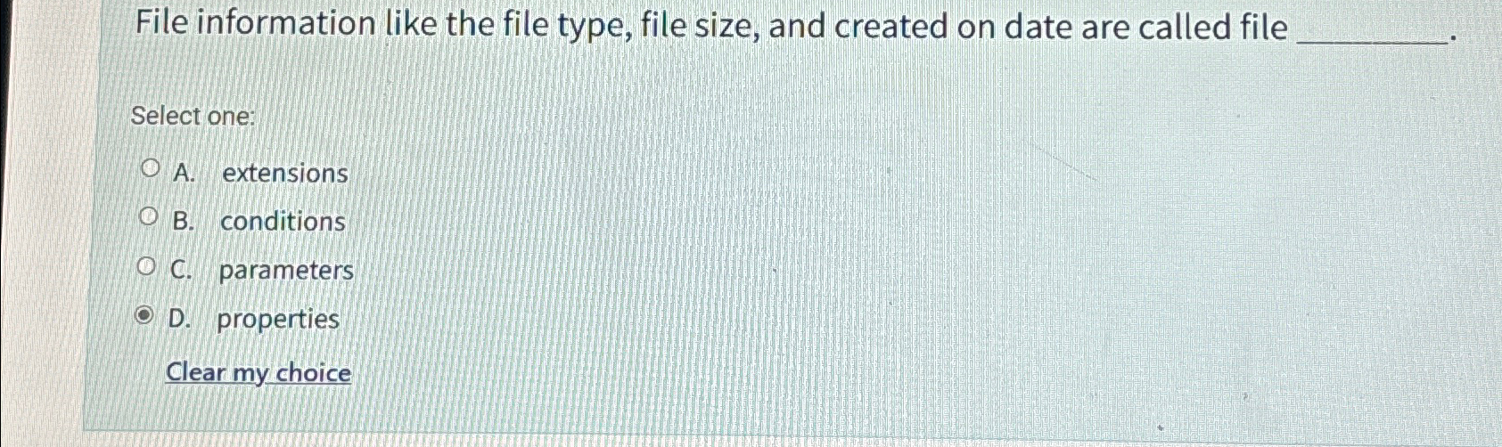 Solved File information like the file type, file size, and | Chegg.com