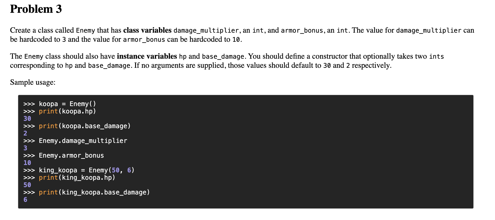 Solved Problem 3create A Class Called Enemy That Has Class