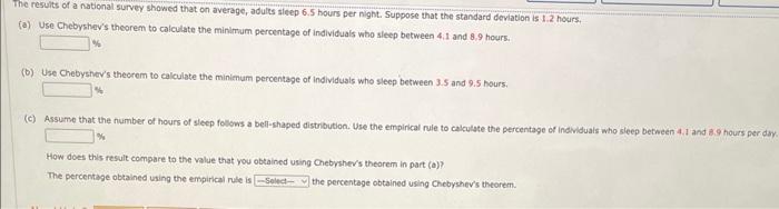 Solved (a) Use Chebyshev's theorem to calculate the minimum | Chegg.com