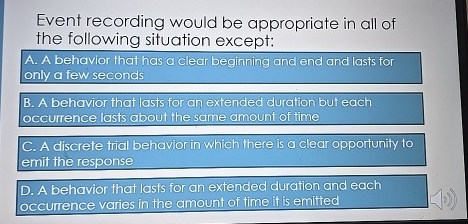 Solved Event recording would be appropriate in all of the | Chegg.com
