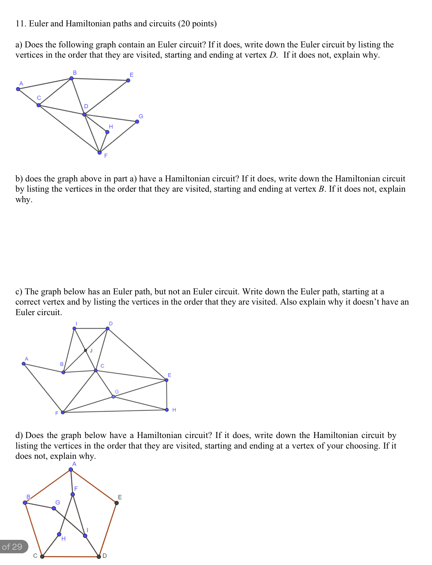 Solved Euler and Hamiltonian paths and circuits (20 | Chegg.com