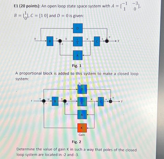 Solved E1 (20 points): An open loop state space system with | Chegg.com