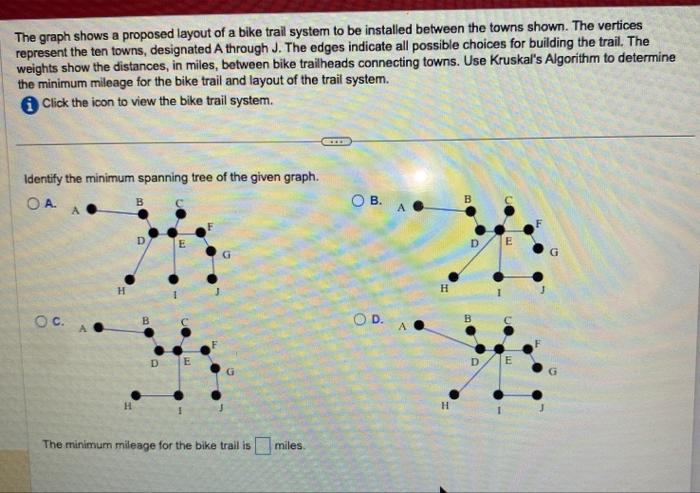 Solved The graph shows a proposed layout of a bike trail | Chegg.com