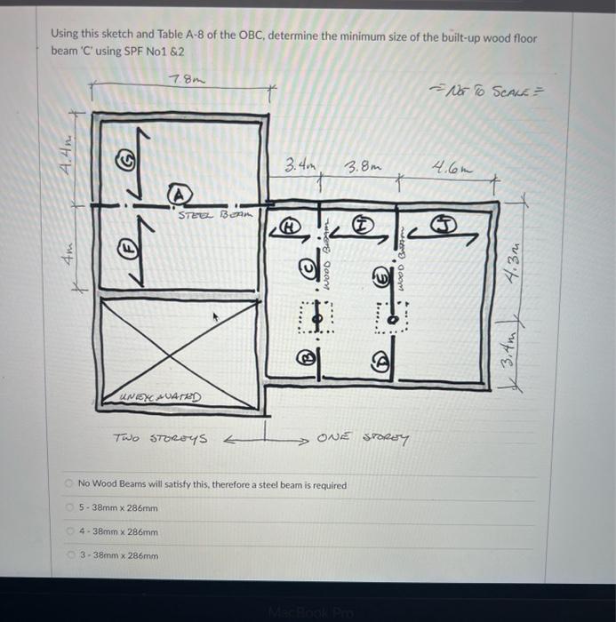 Using this sketch and Table A-8 of the OBC, determine | Chegg.com