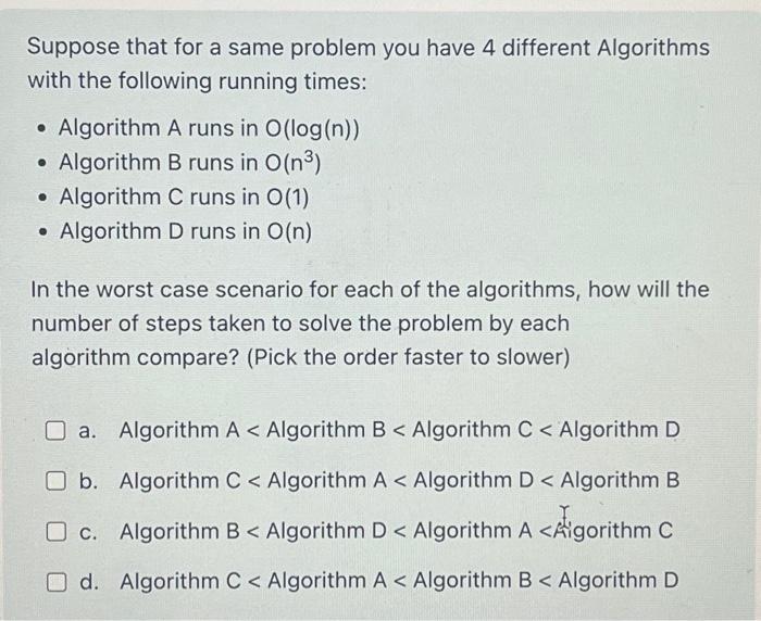 Suppose that for a same problem you have 4 different | Chegg.com