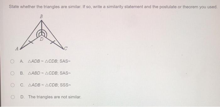 Solved State whether the triangles are similar. If so, write | Chegg.com
