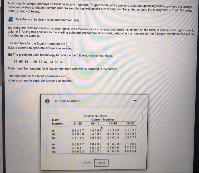 Solved A community college employs 87 full-time faculty | Chegg.com