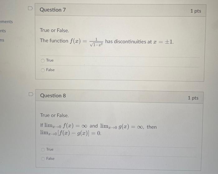 Solved ements nts ns D Question 7 True or False. The | Chegg.com Solved ements nts ns D Question 7 True or False. The | Chegg.com