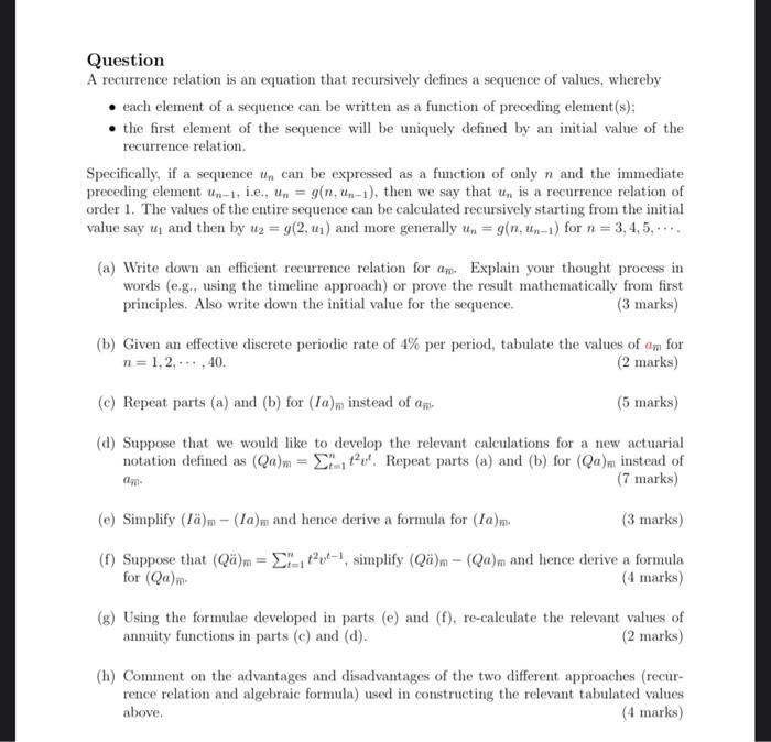 Question A Recurrence Relation Is An Equation That