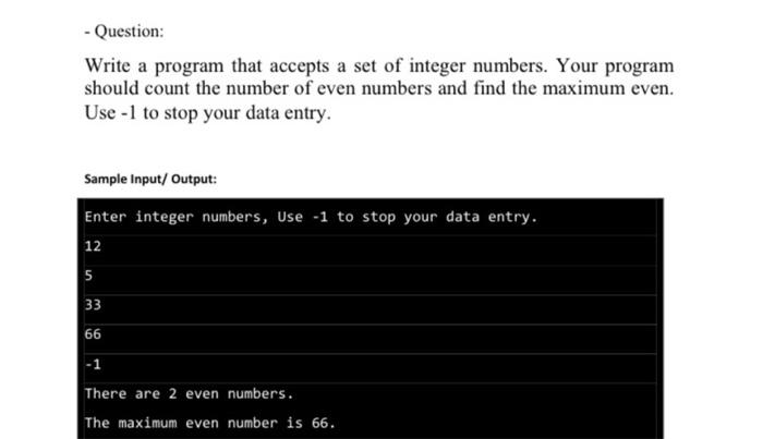 Solved - Question: Write a program that accepts a set of | Chegg.com