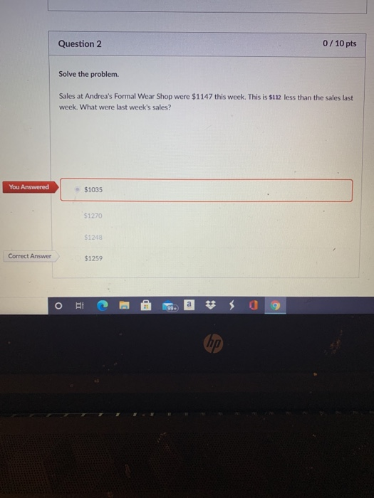 Solved how do i get $1259? the next picture is how i solved | Chegg.com
