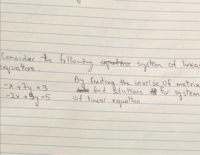 Solved Q1) Using row operations, solve the following system | Chegg.com