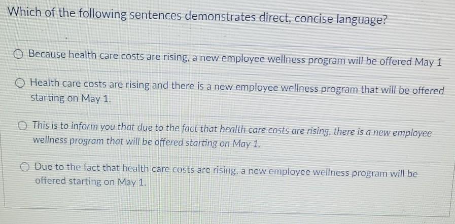 Solved Which of the following sentences demonstrates direct, | Chegg.com